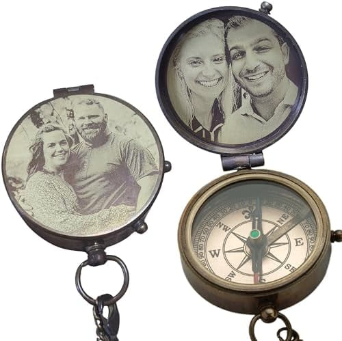 Personalized Compass for Men – Custom Photo Engraved Brass Pocket ...