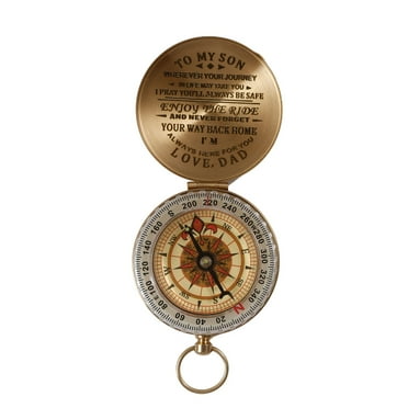 Robert Frost Engraved Antique Brass Pocket Compass with Leather Case ...