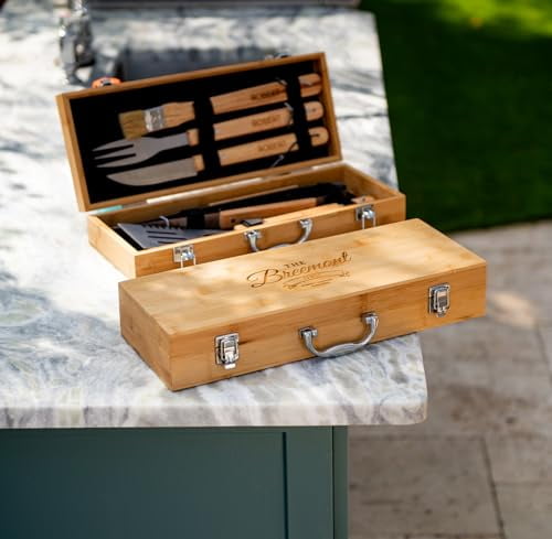 Personalized Complete BBQ Grill Tool Kit Set With Wood Case and ...