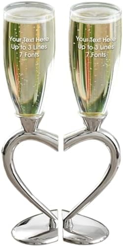 Personalized Connected Hearts Engraved Wedding Flute Set - Customizable ...