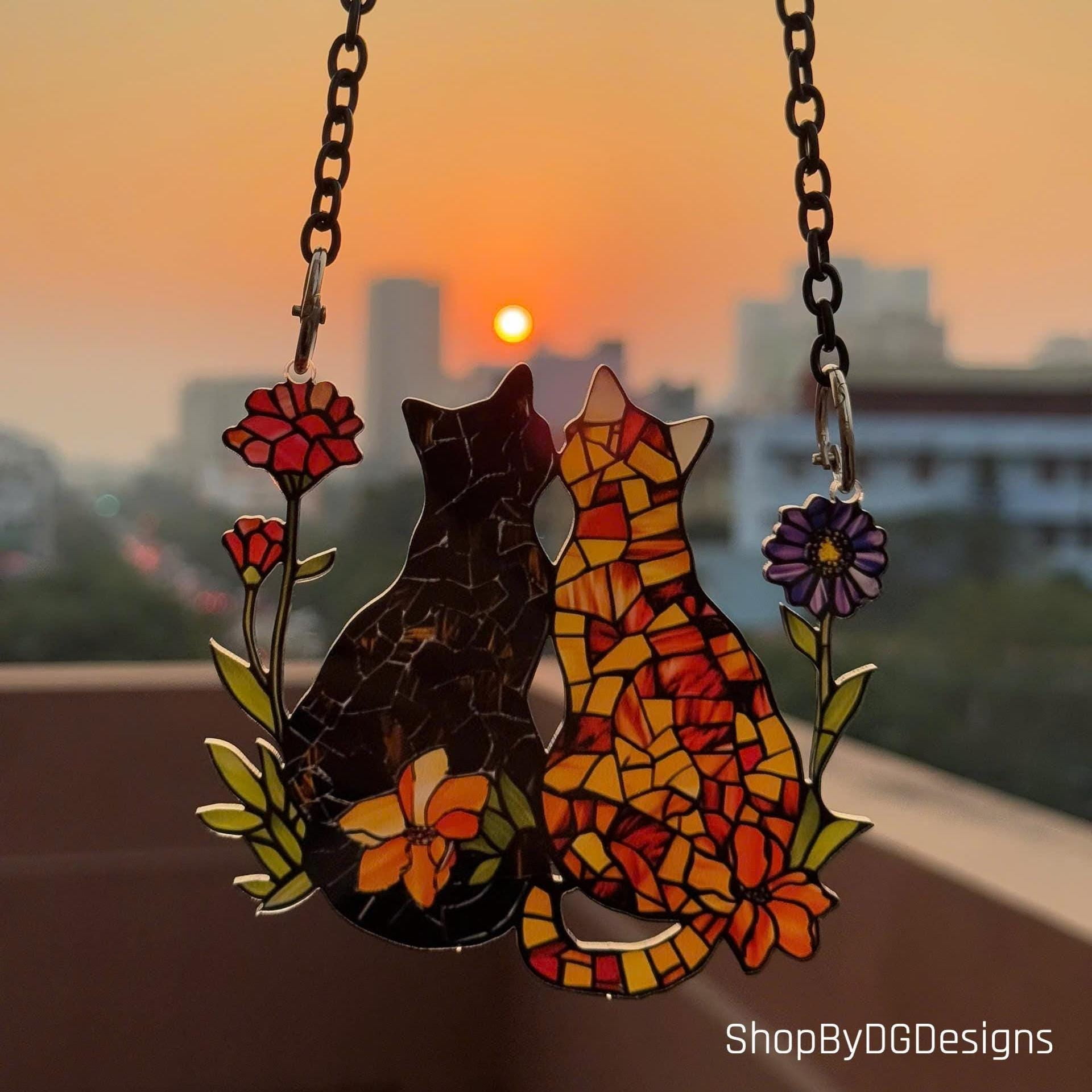 Personalized Couple Cat Suncatcher, Custom Acrylic Suncatcher, Custom ...