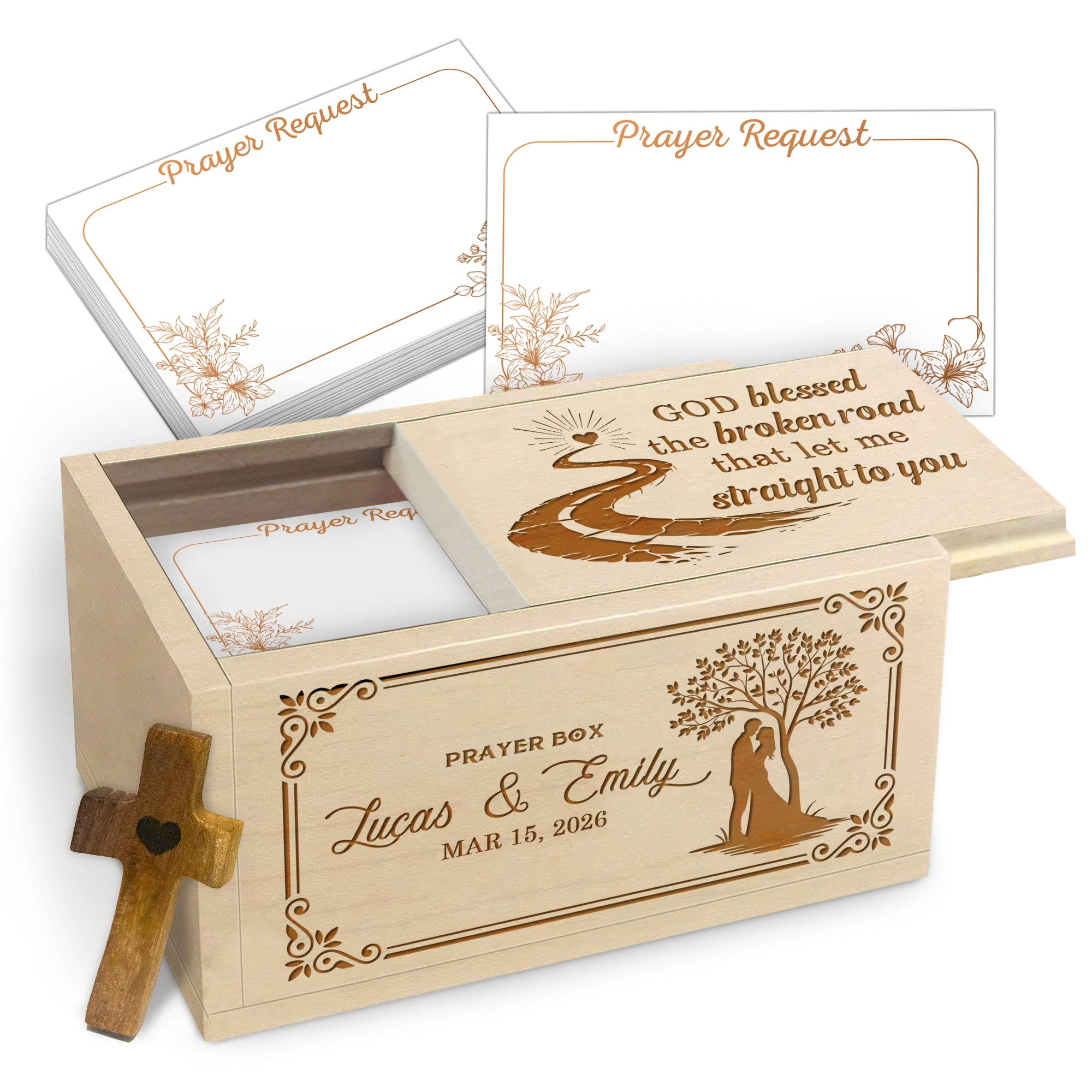 Personalized Couple Prayer Box, Wooden Prayer Request Box with 100 ...