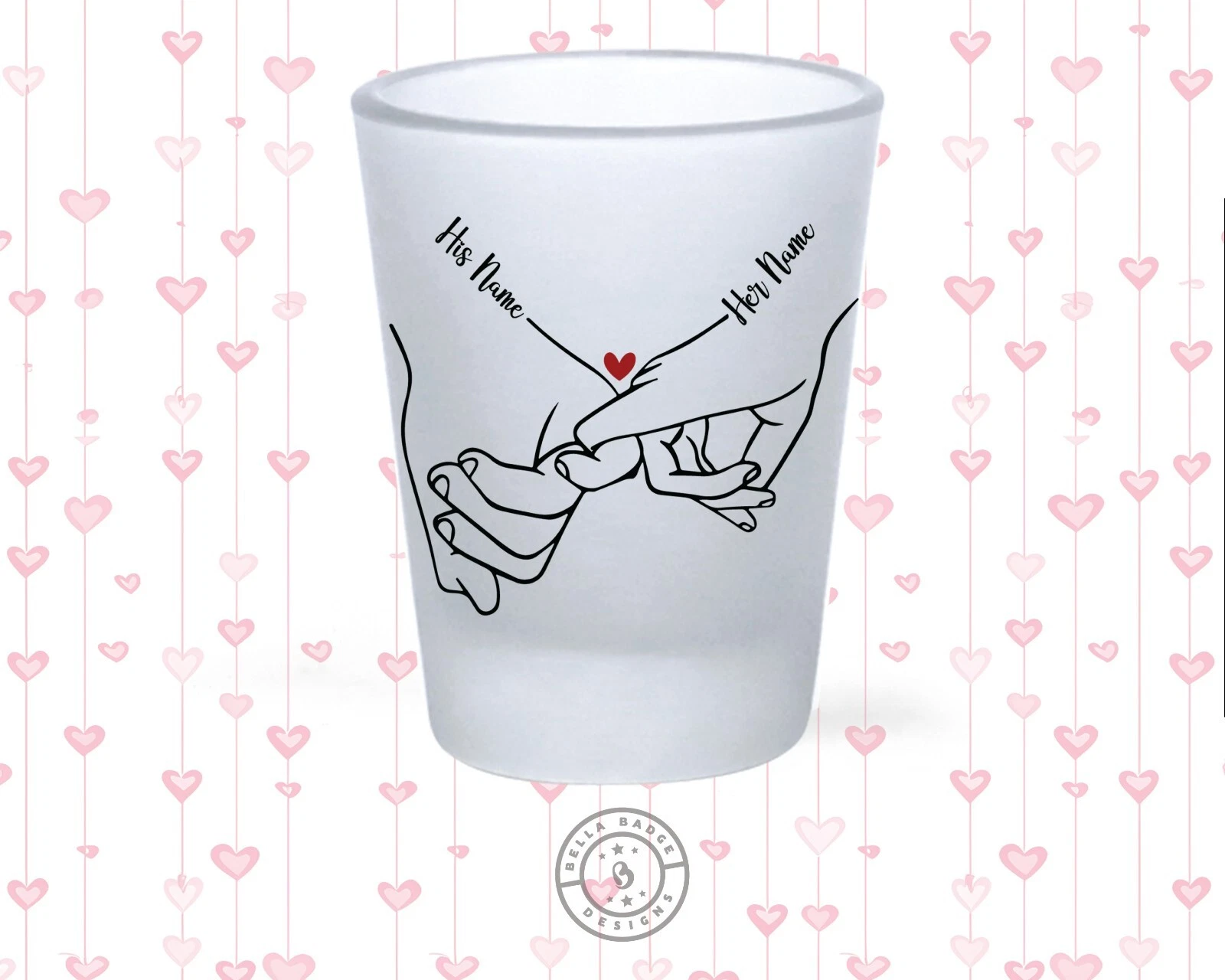 Personalized Couple Shot Glass With Pinky Promise Design, Frosted Glass ...
