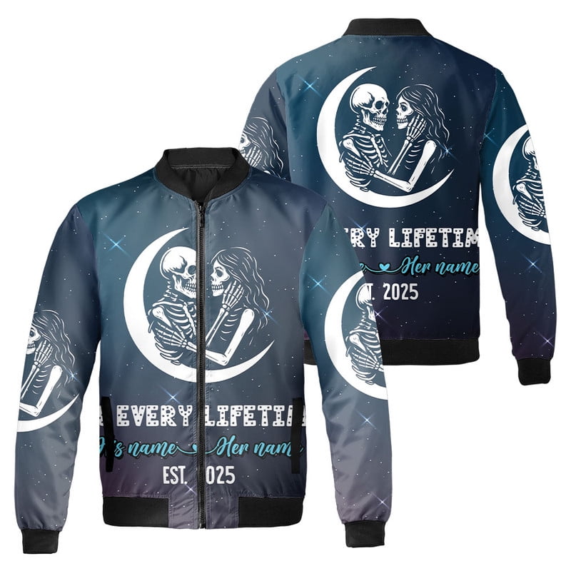 Personalized Couple Skeleton Bomber Jacket - In Every Lifetime Custom ...