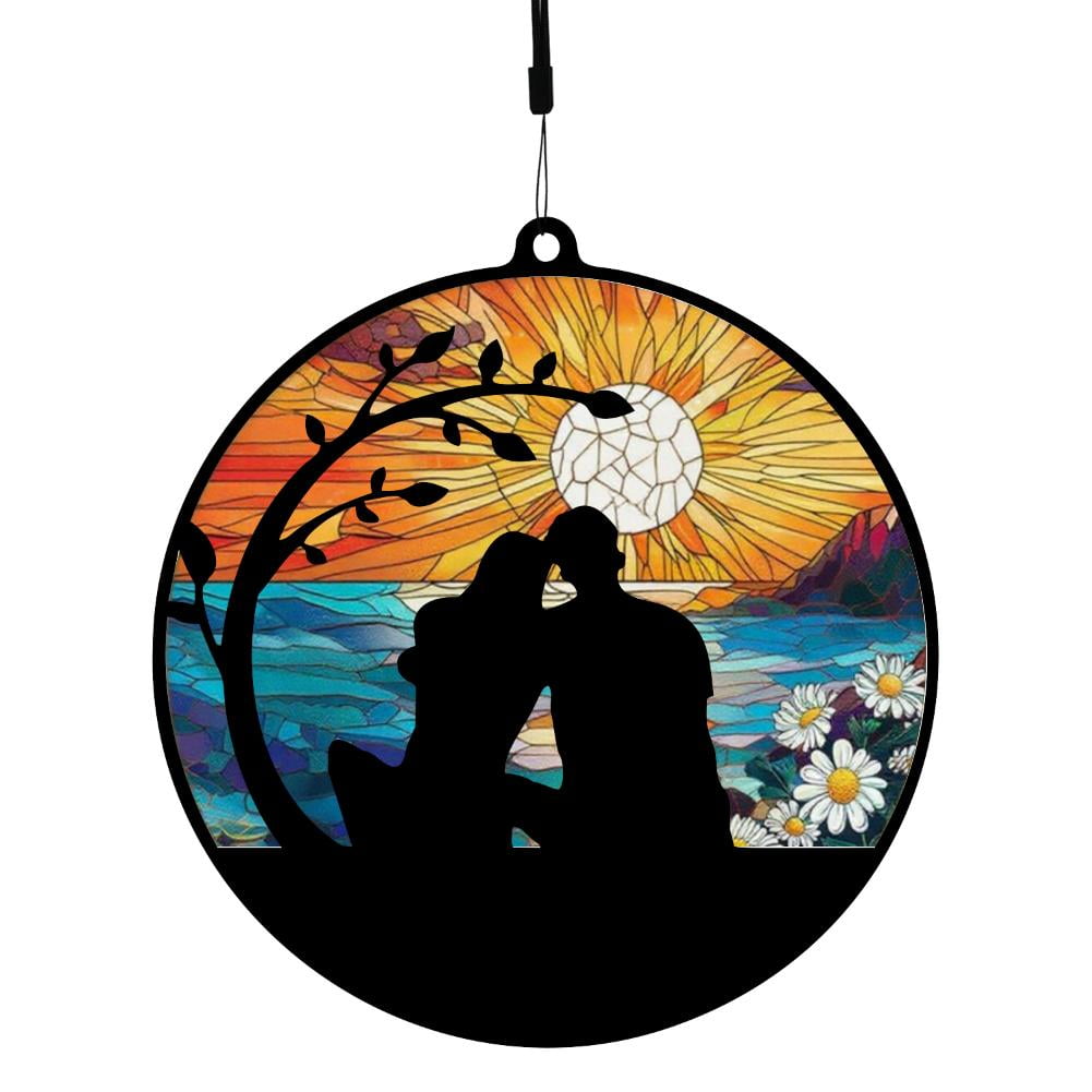 Personalized Couple Sun Catcher, Custom Couple Silhouette Window ...