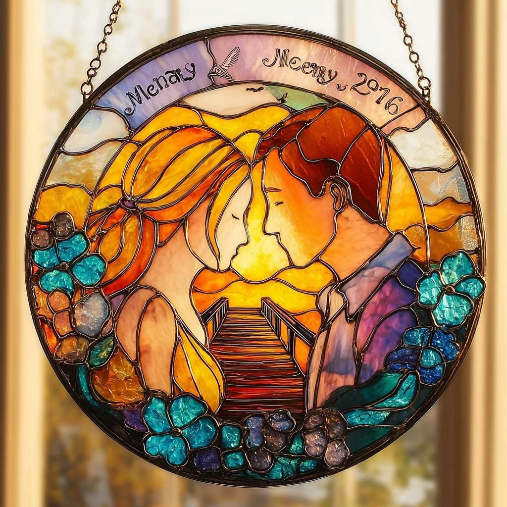 Personalized Couple Suncatcher – Anniversary Gift, Wedding Keepsake ...