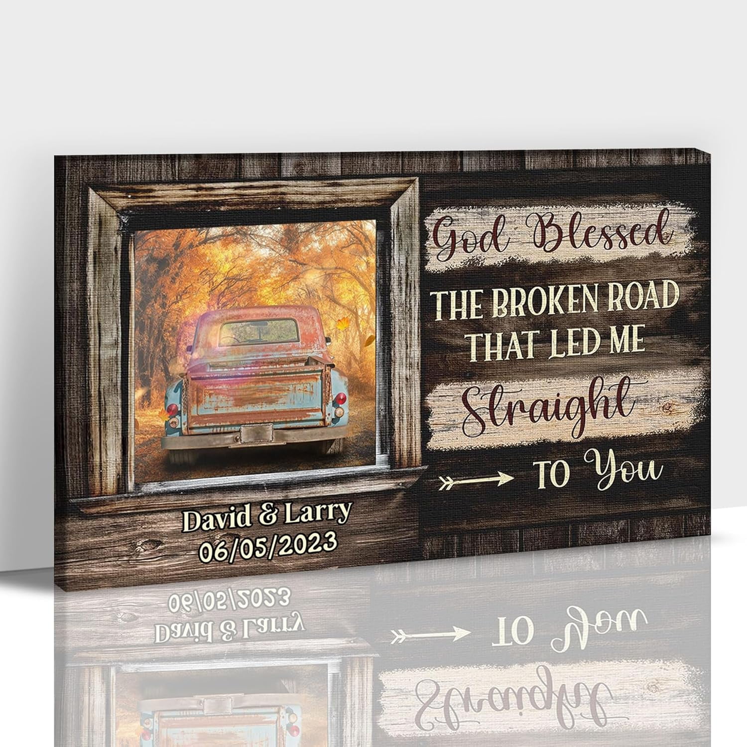 Personalized Couples Canvas Wall Art, Custom Red Truck Farmhouse Wall ...