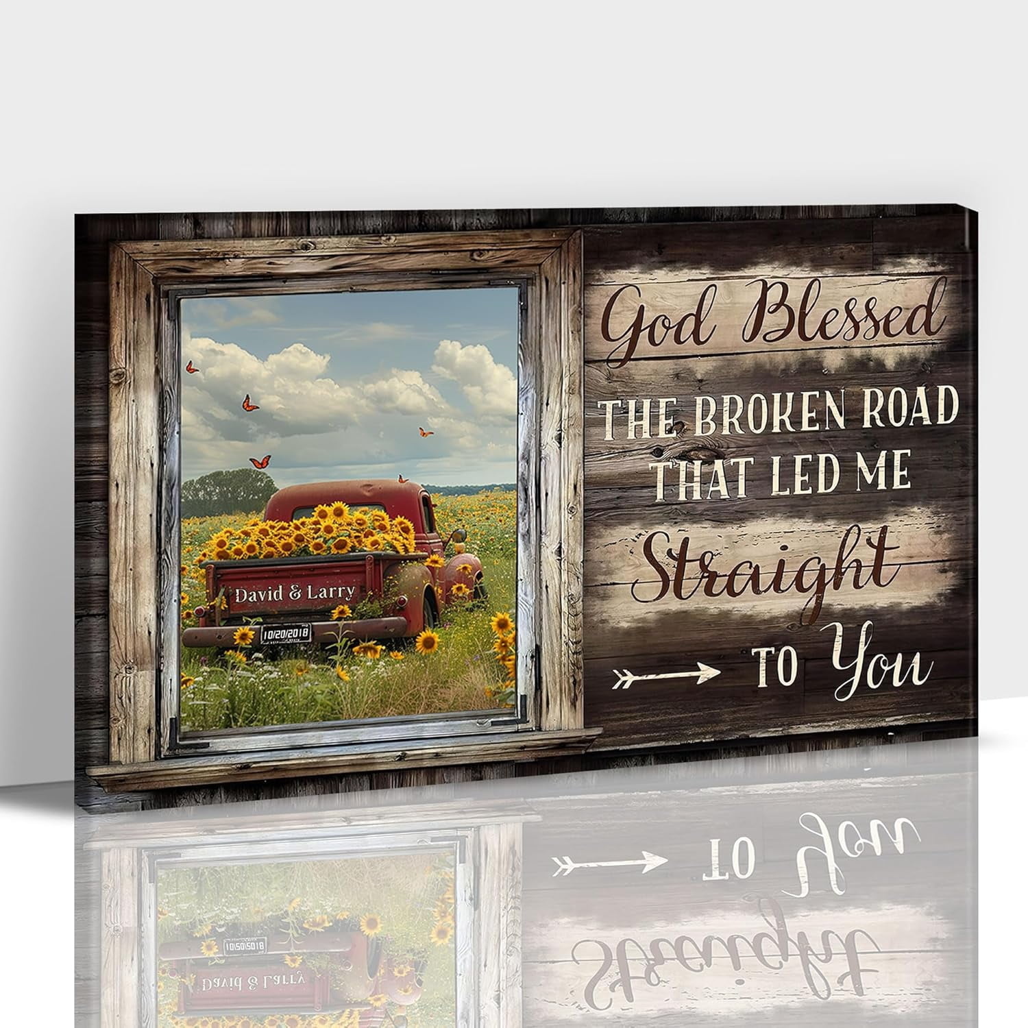Personalized Couples Canvas Wall Art, Custom Red Truck Farmhouse Wall ...