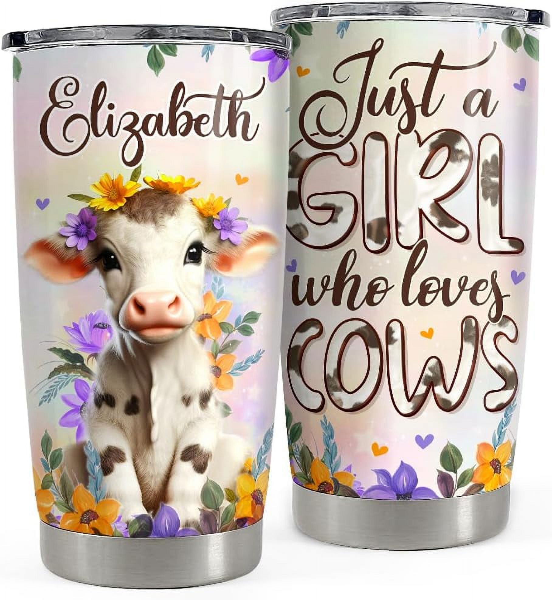 Personalized Cow Watercolor Tumbler 20oz 30oz Insulated Tumblers with ...