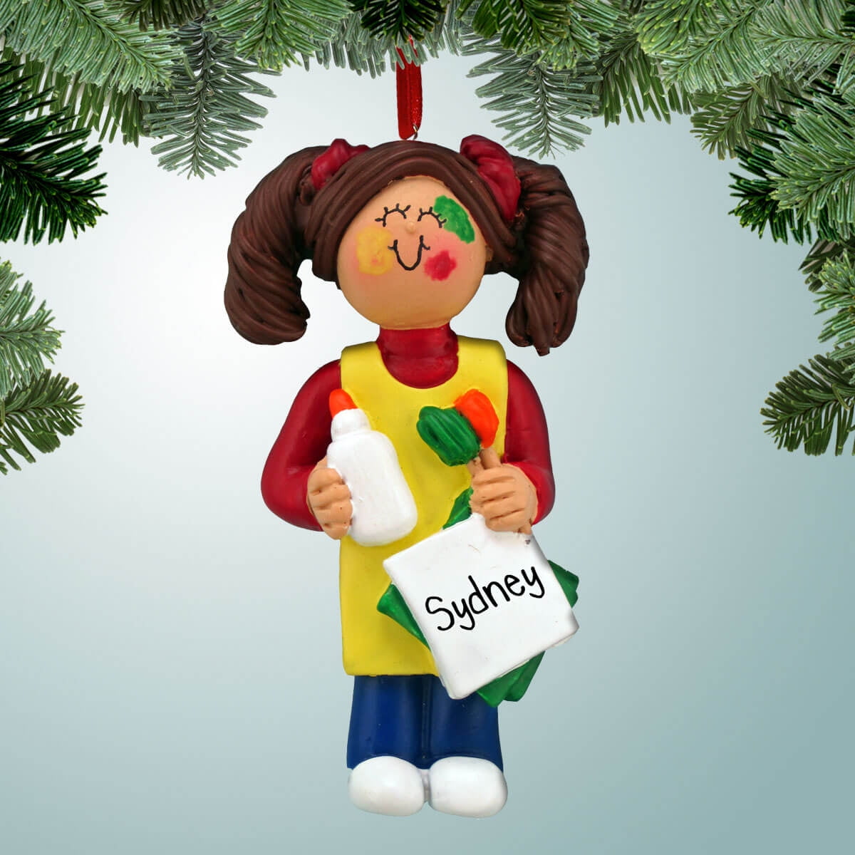 Personalized Craft Project Girl - Brown Hair Christmas Ornament - Arts ...