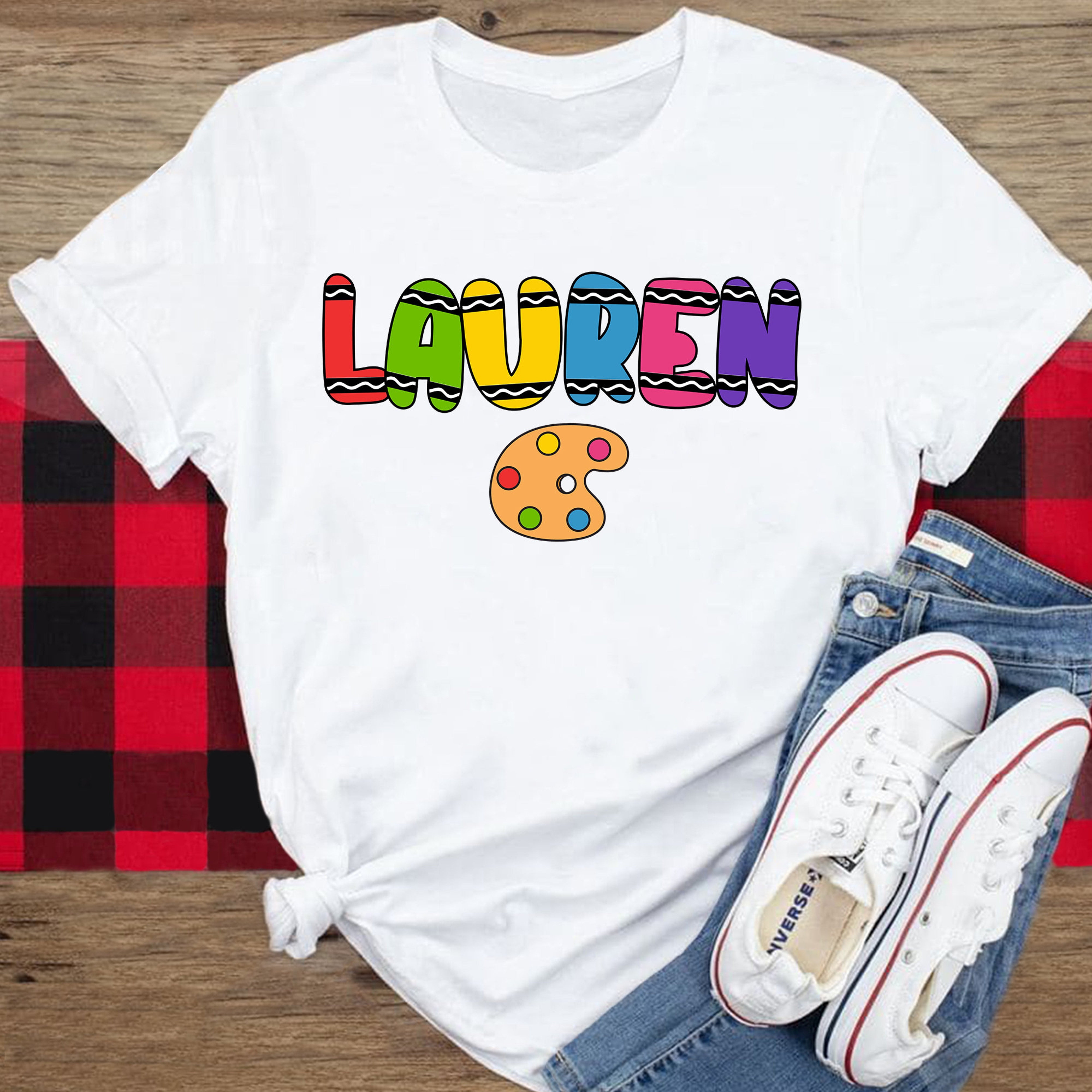 Personalized Crayon Alphabet Name Back To School Kids T-Shirts, Custom ...