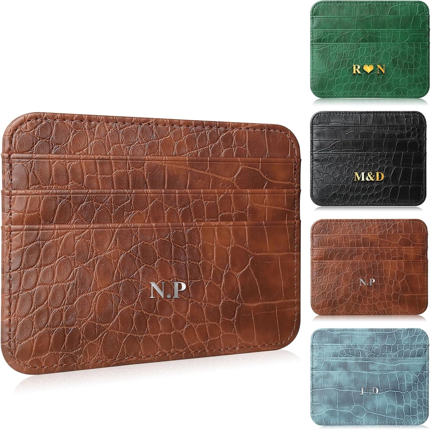 Personalized Credit Card Holder Wallet - Custom Initial letters Gold ...