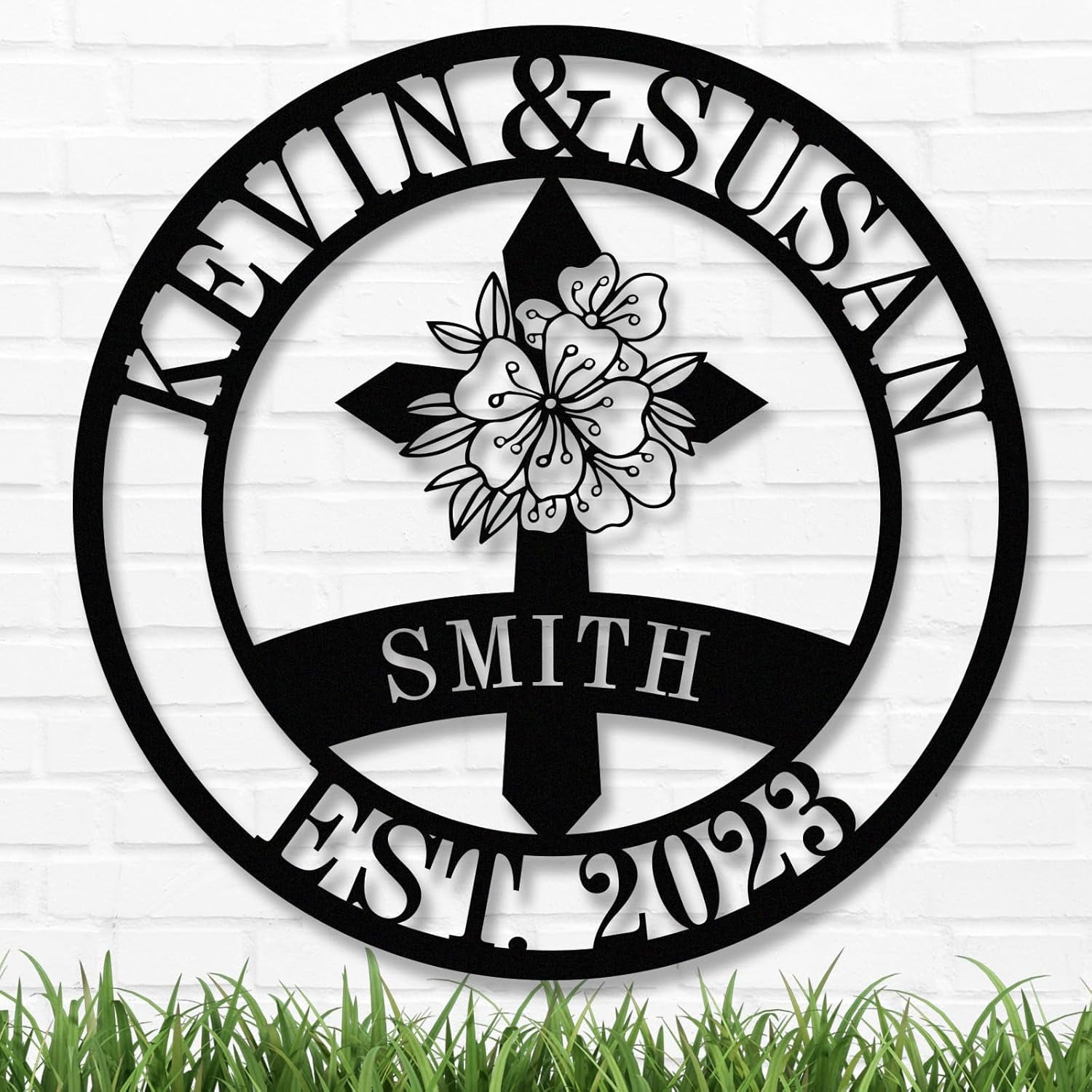 Personalized Cross Family Name Sign, Personalized Wedding Gifts,Wall ...