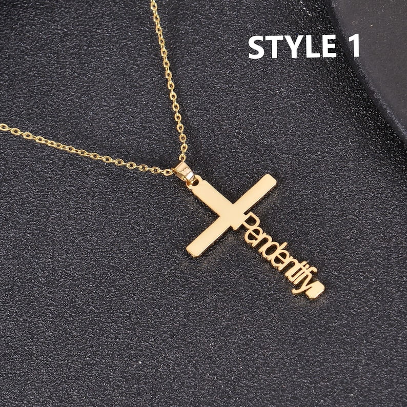 Personalized Cross Name Necklace in Multiple Styles | Custom Cross Name ...