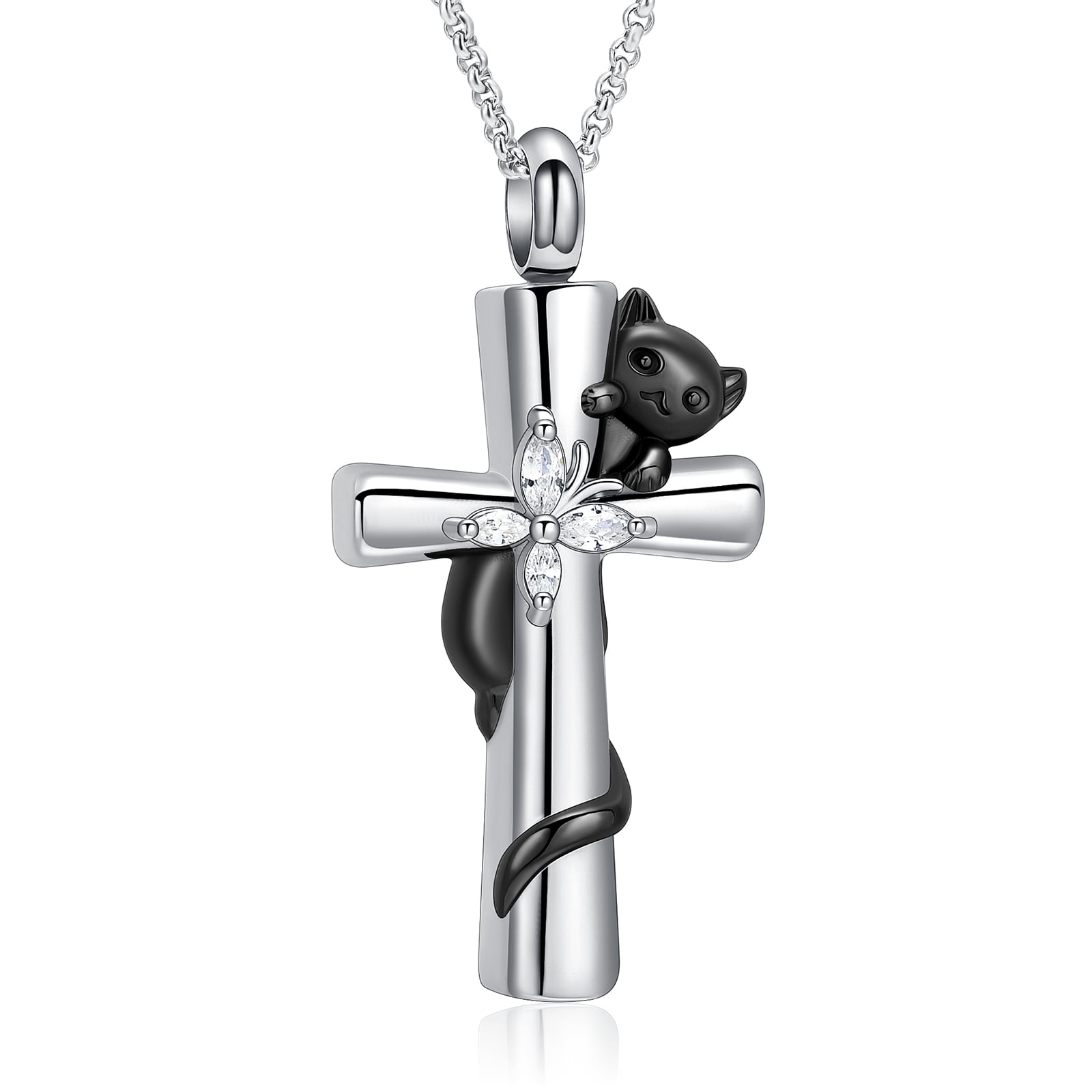 Personalized Cross Urn Necklace for Ashes with Cute Cat Cremation ...