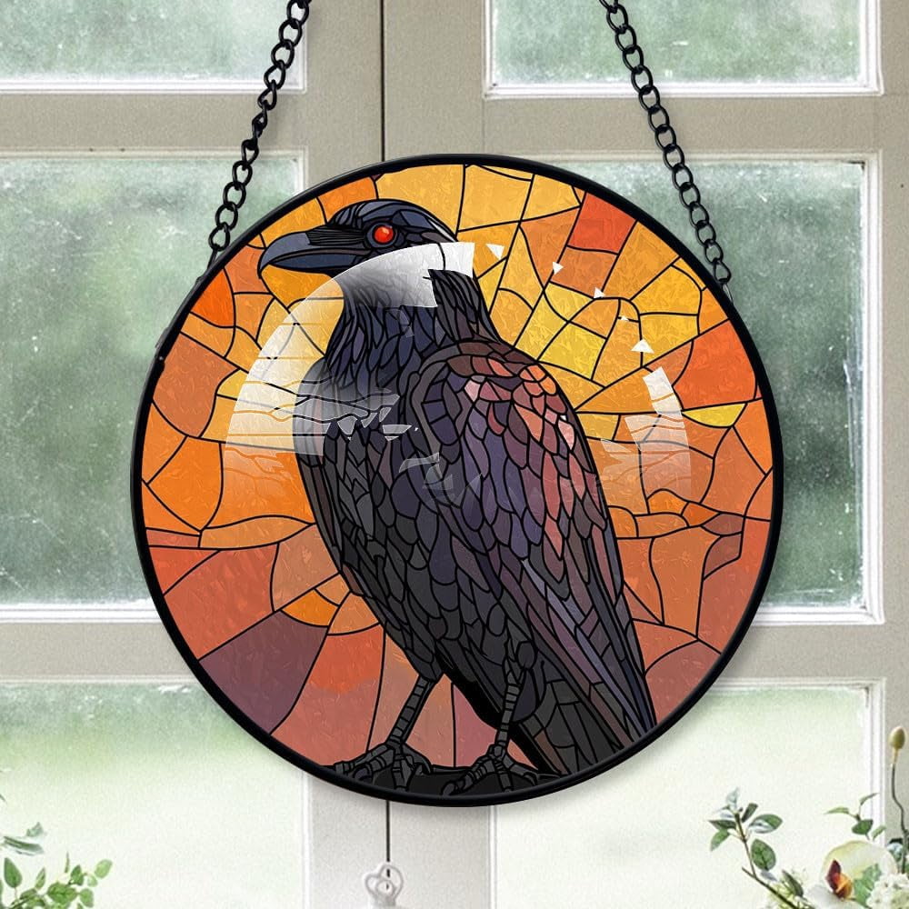 Personalized Crow Suncatcher Stained Glass, Crow Originally Designed ...