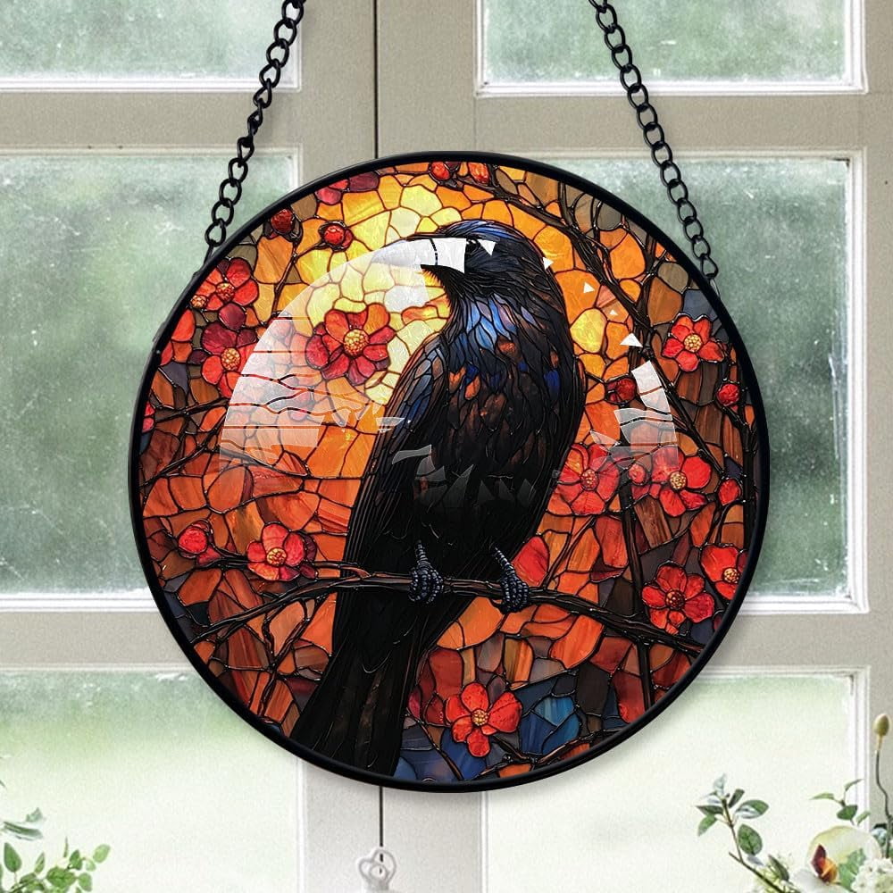 Personalized Crow Sunset Stained Glass, Crow Sunset Gifts for Women ...