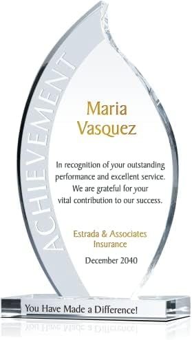 Personalized Crystal Award Plaque for Appreciation, Recognition ...