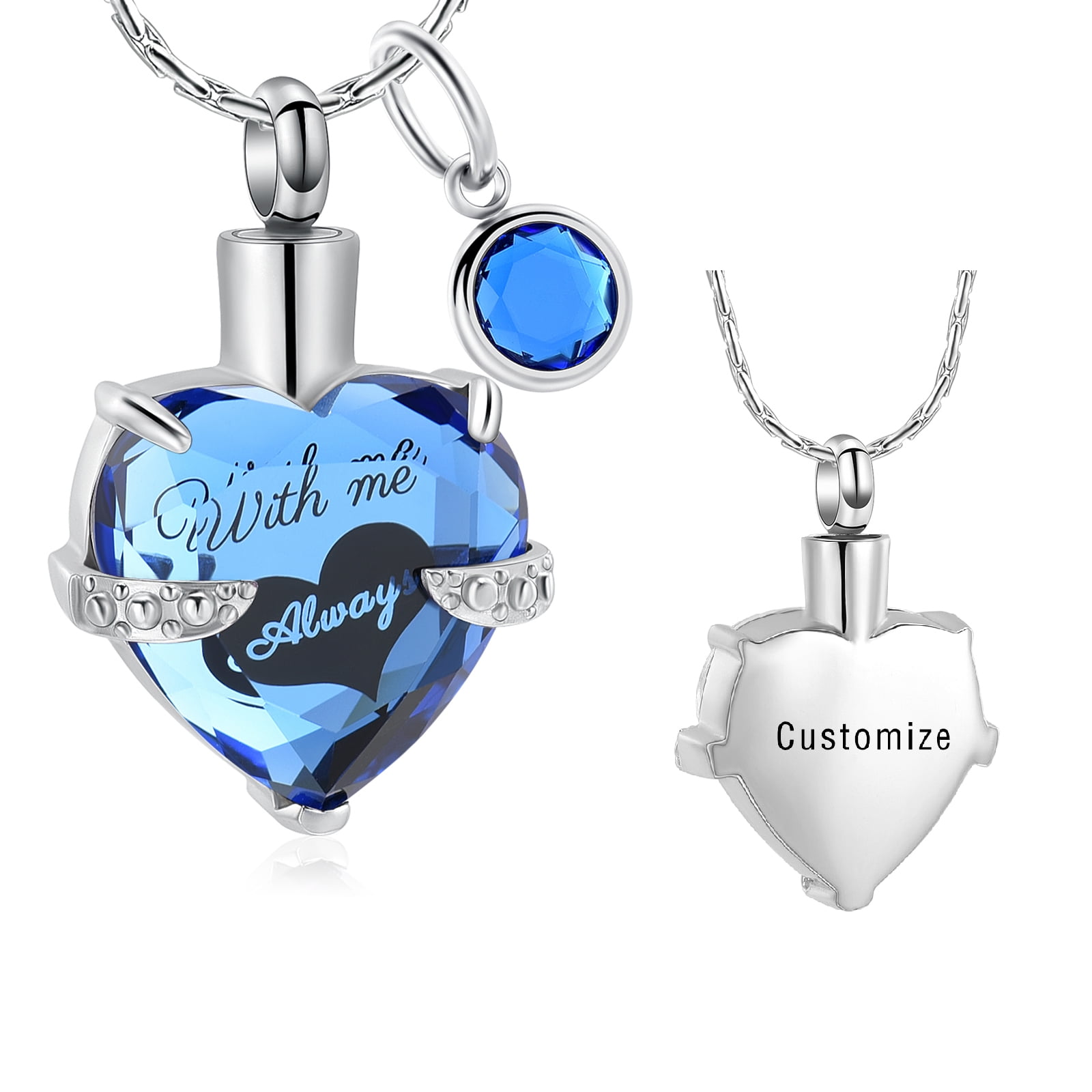 Personalized Crystal Heart Urn Jewelry Ash Holder Necklace for ...
