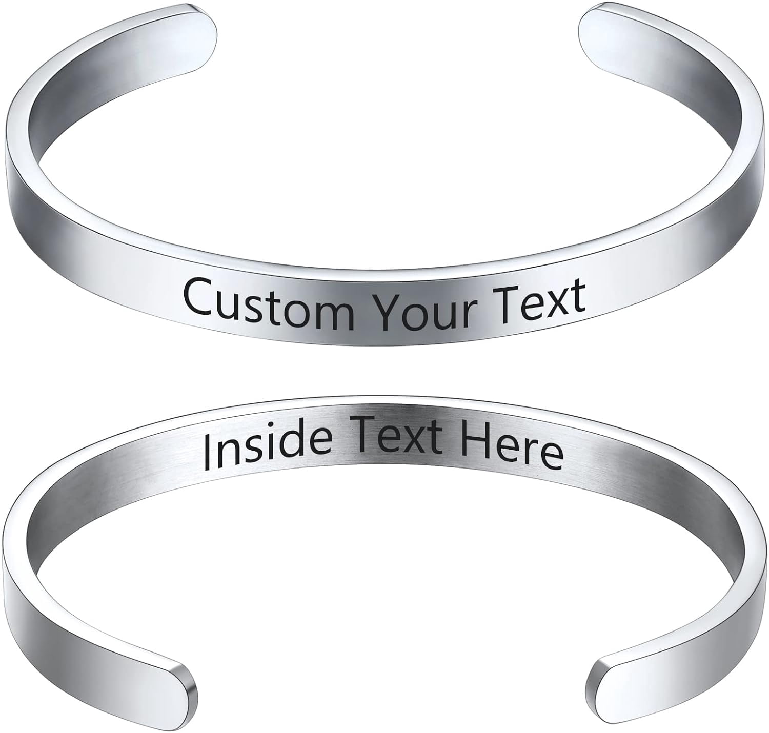 Personalized Cuff Bracelets Women Mens Stainless Steel 18K Gold Plated ...