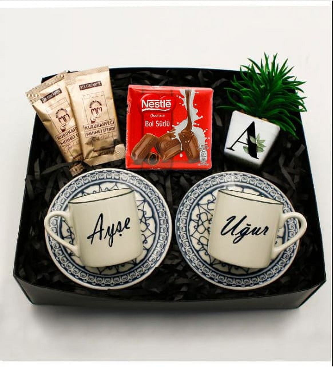 Personalized Cup Set & Artificial Mini Pot & Nestle Chocolate & Mehmet ...