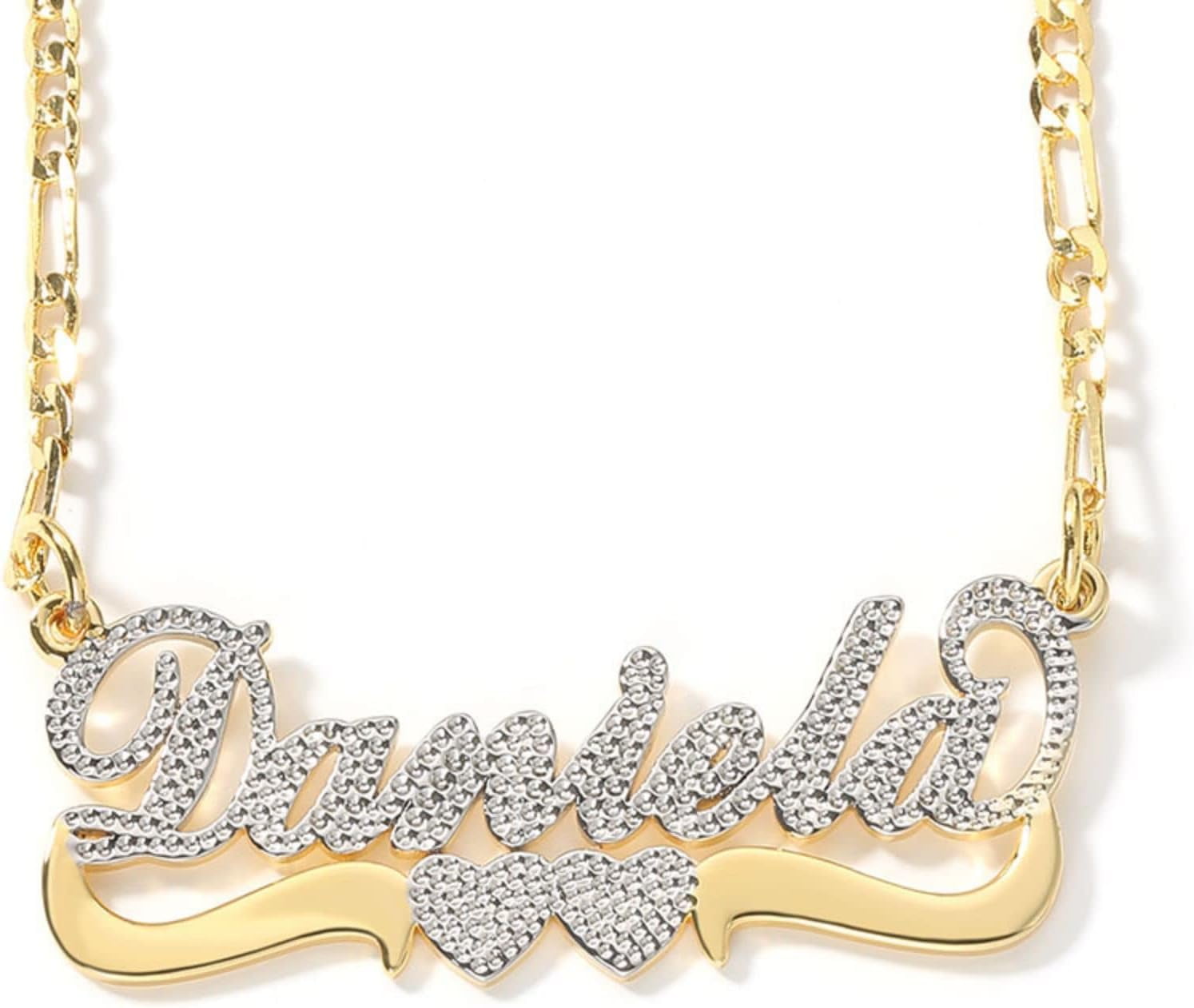 Personalized Custom 2 Color Name Necklace: Gold Plated Double Layer ...