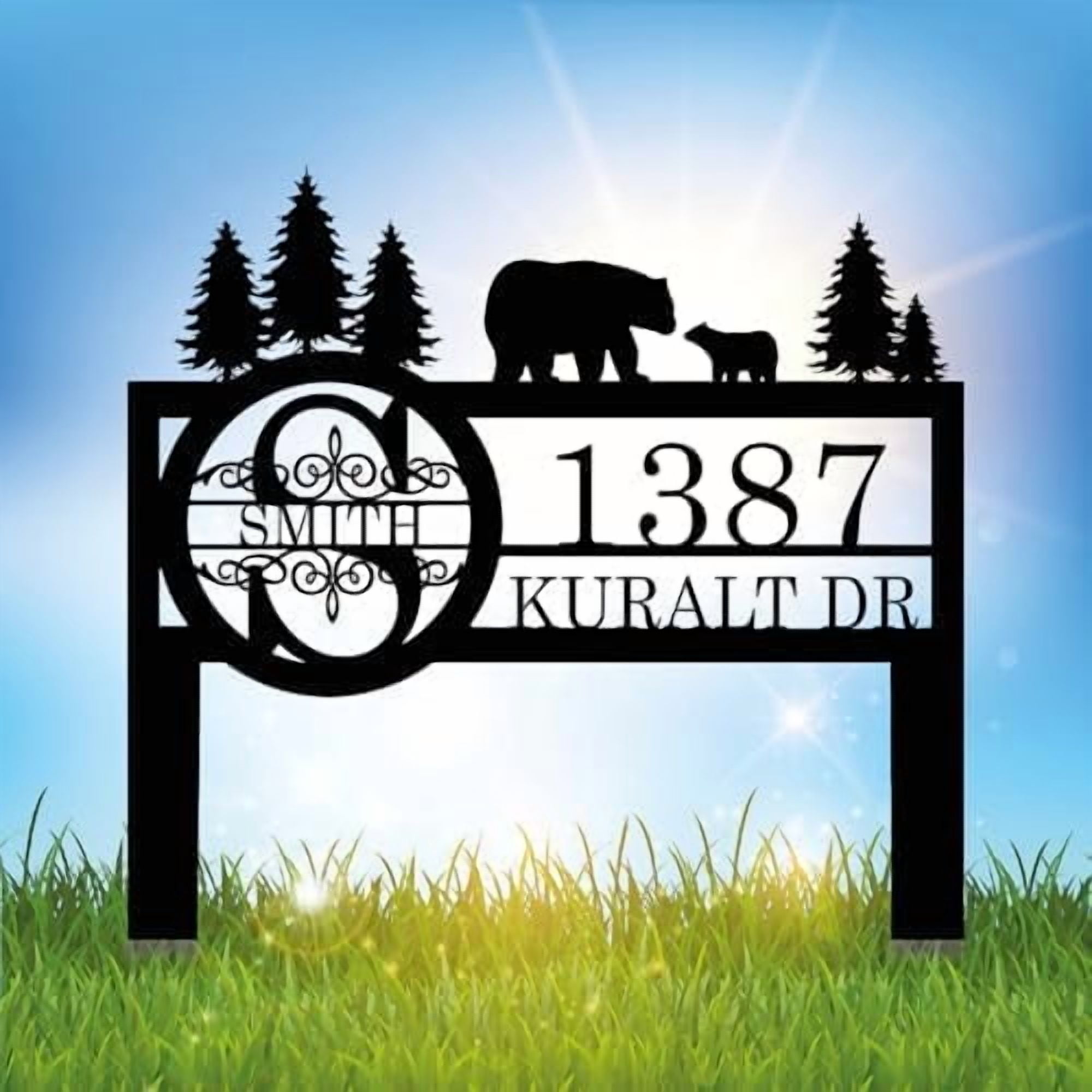 Personalized Custom Bear Wildlife Decor with Metal Stake - Address ...