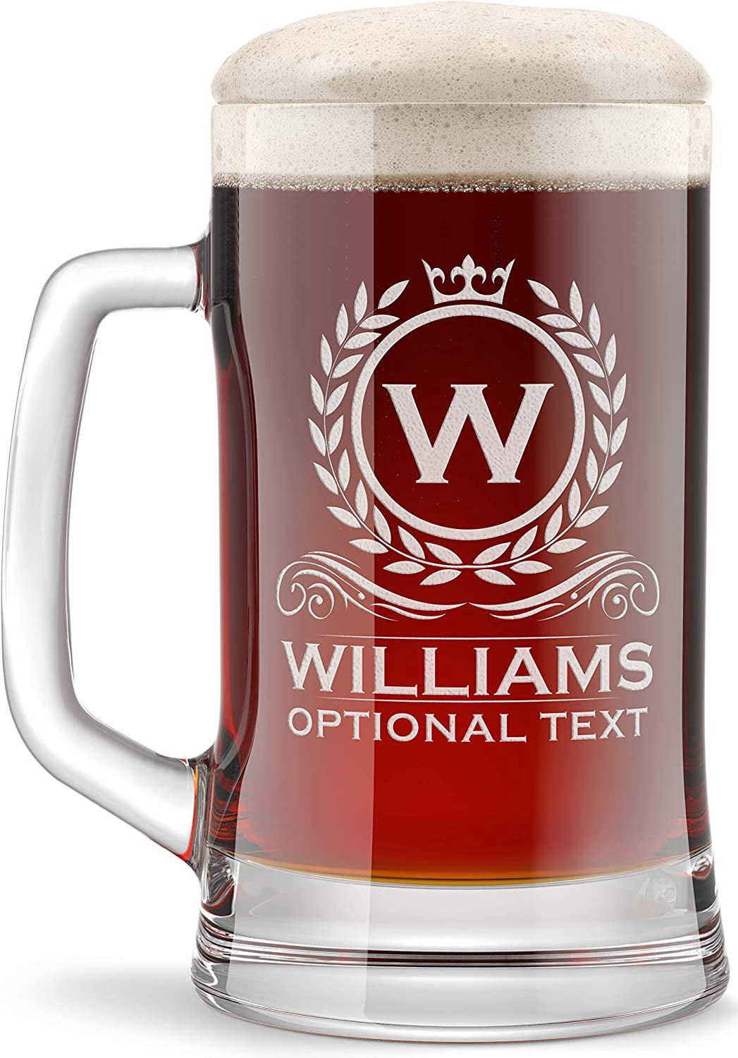 Personalized Custom Beer Mug Glass Cup, Engraved Etched Monogram 16 oz ...