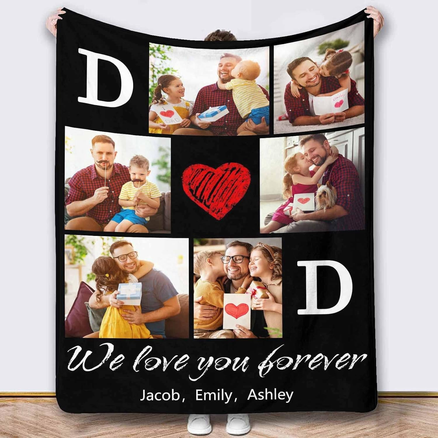 Personalized Custom Blanket with Photo Text Photo with Dad for Father ...