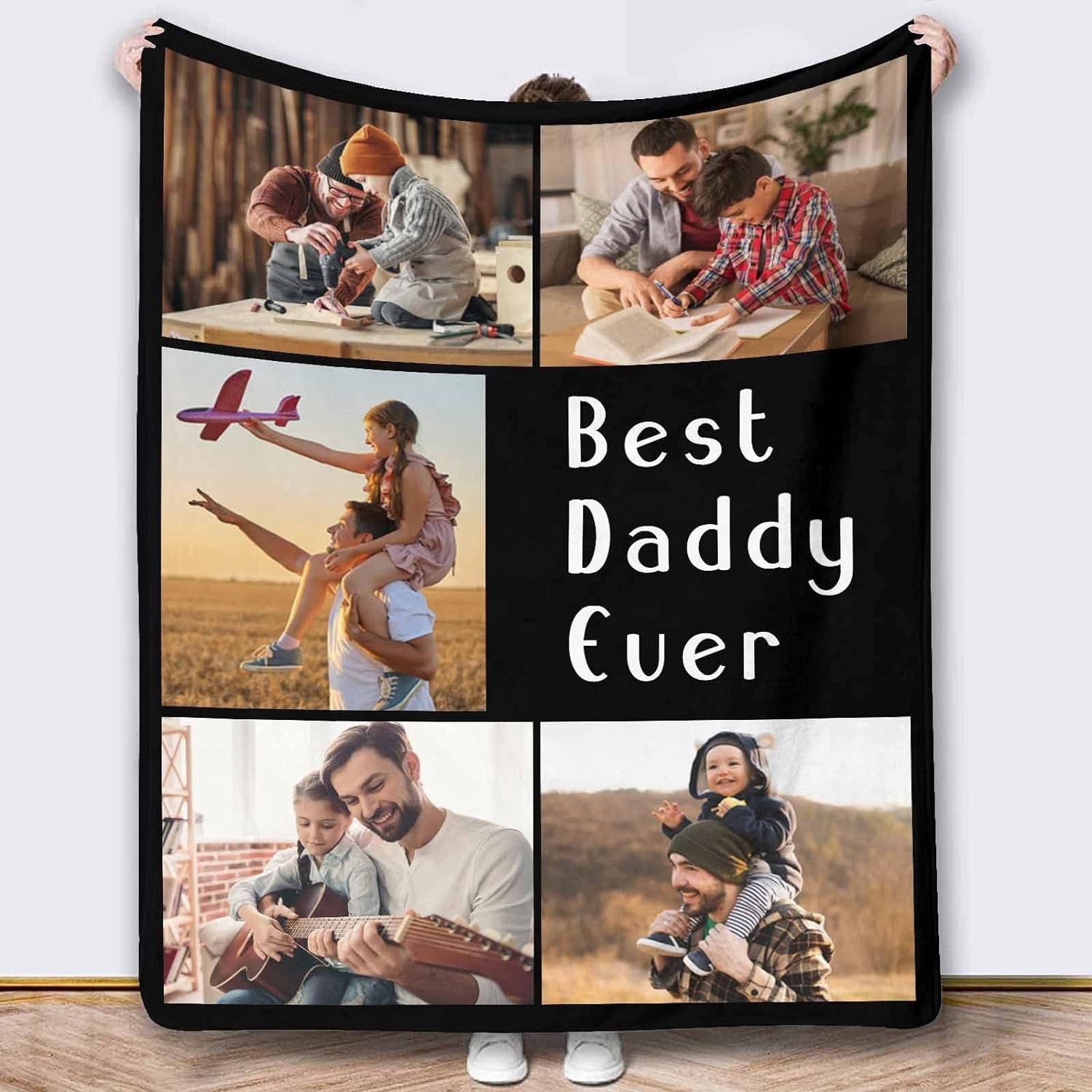 Personalized Custom Blanket with Photo Text Photo with Dad for Father ...