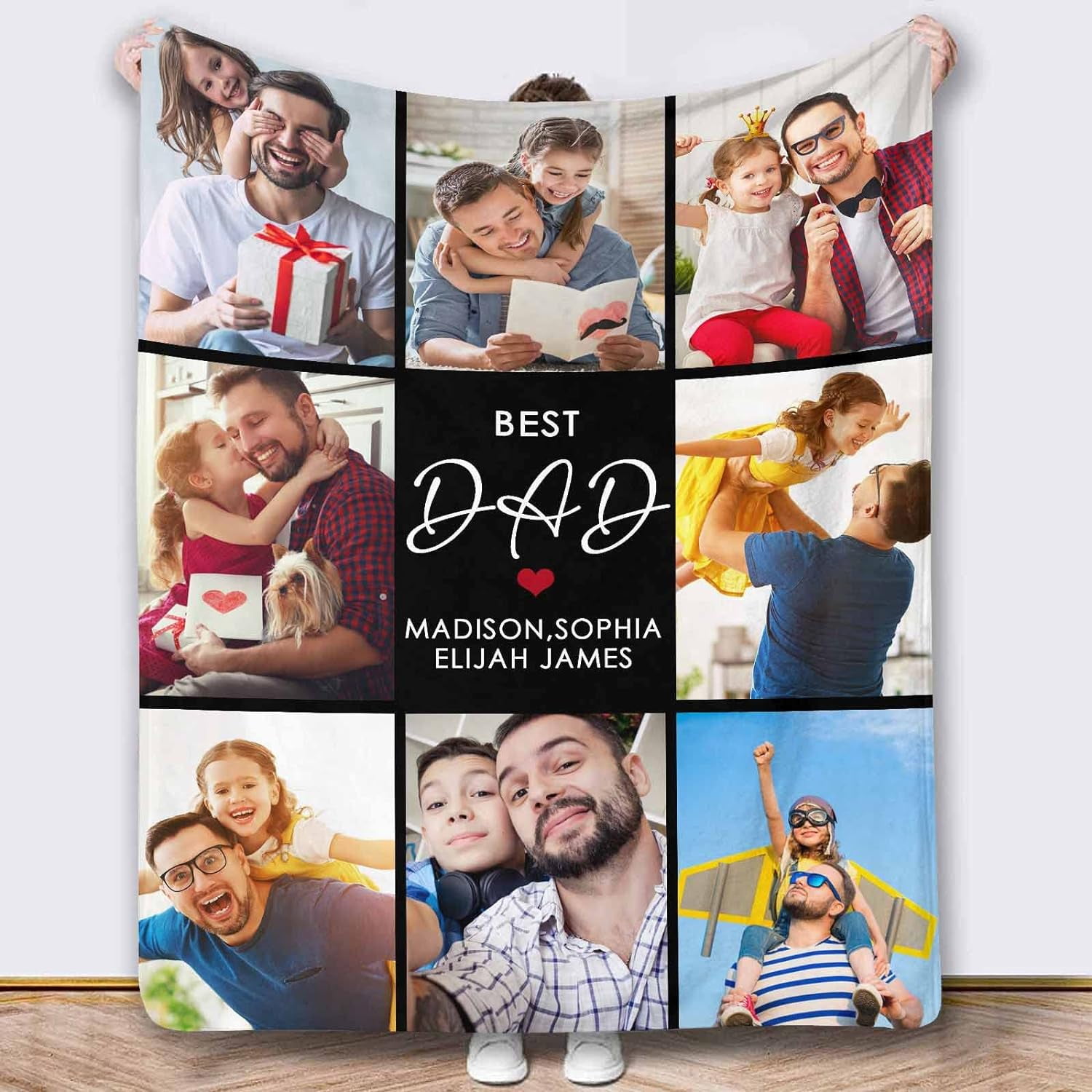 Personalized Custom Blanket with Photo Text Photo with Dad for Father ...