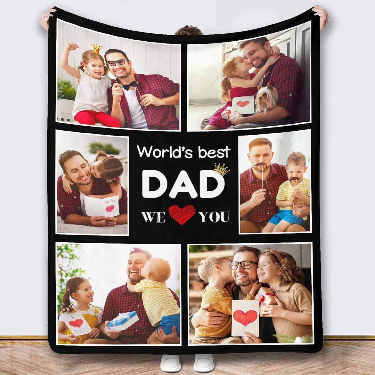 Personalized Custom Blanket with Photo Text Photo with Dad for Father ...
