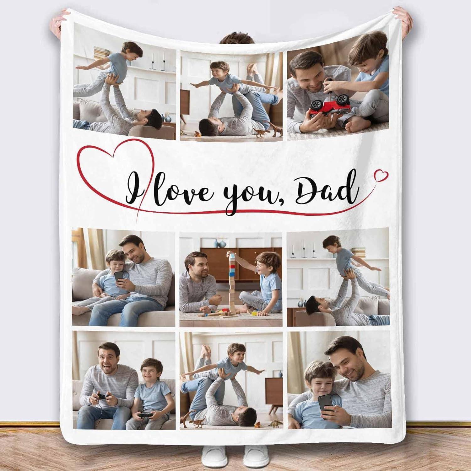 Personalized Custom Blanket with Photo Text Photo with Dad for Father ...