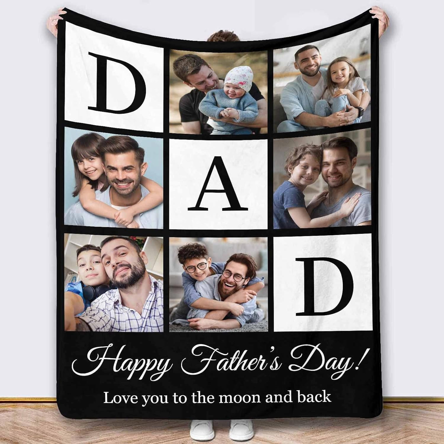 Personalized Custom Blanket with Photo Text Photo with Dad for Father ...
