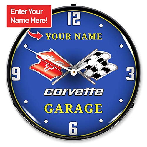 Personalized Custom C3 Corvette Garage LED Wall Clock, Retro/Vintage ...