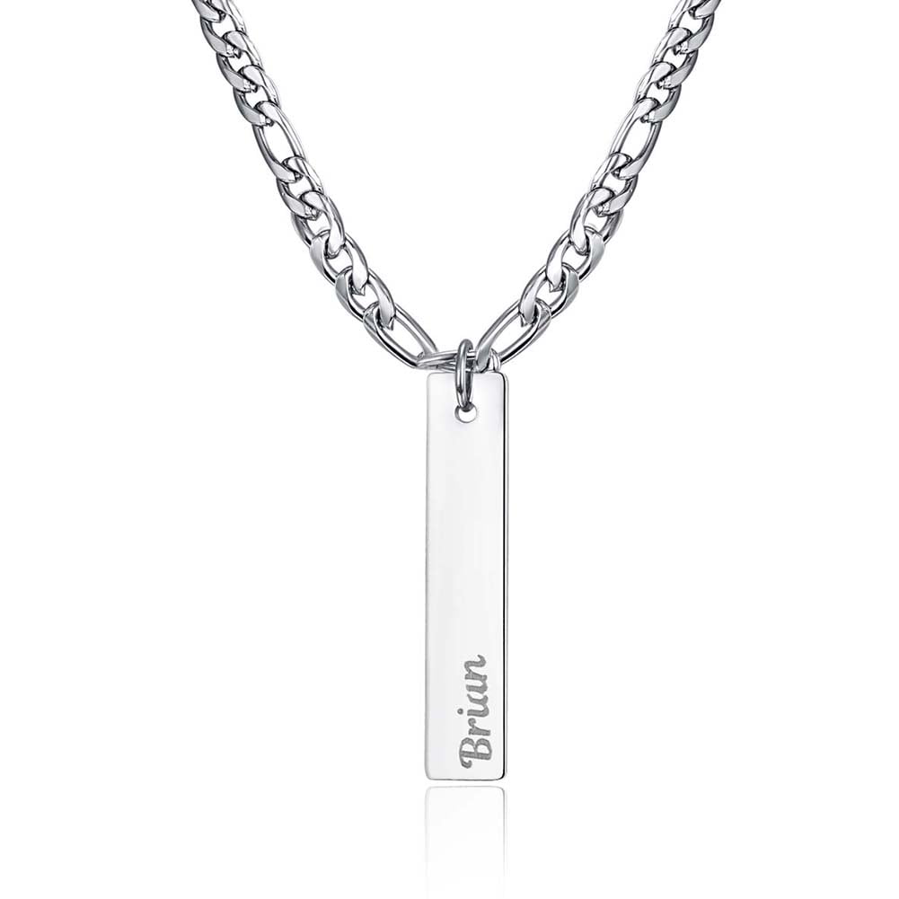 Personalized Custom Message Name Bar Necklace for Men,Silver - Walmart.com