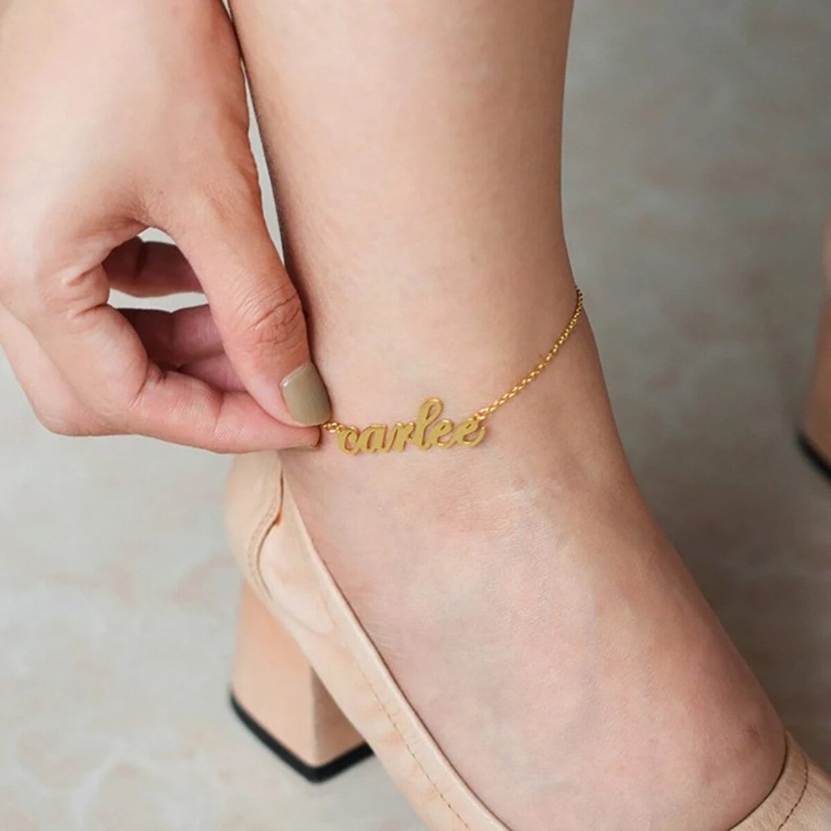 Personalized Custom Name Anklets For Women Stainless Steel Gold Color ...
