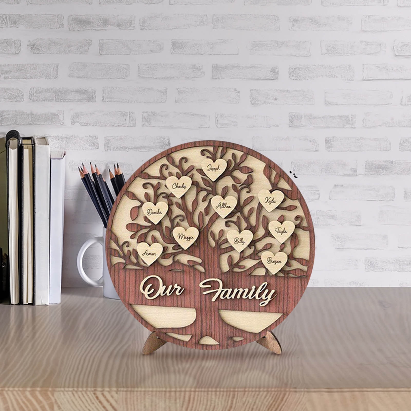 Personalized Custom Name Family Tree Wooden Decor Desktop Sign Wooden ...