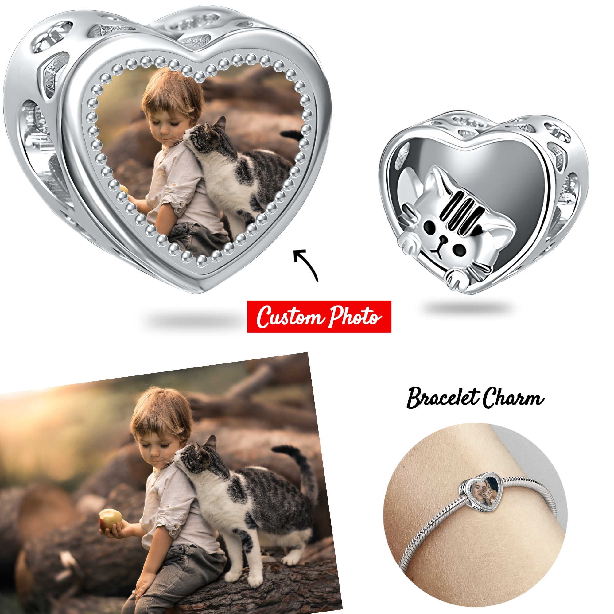Personalized Custom Photo Charm for Women, Picture Charm Suit for Bracelet Necklace Anklet, 13 ...