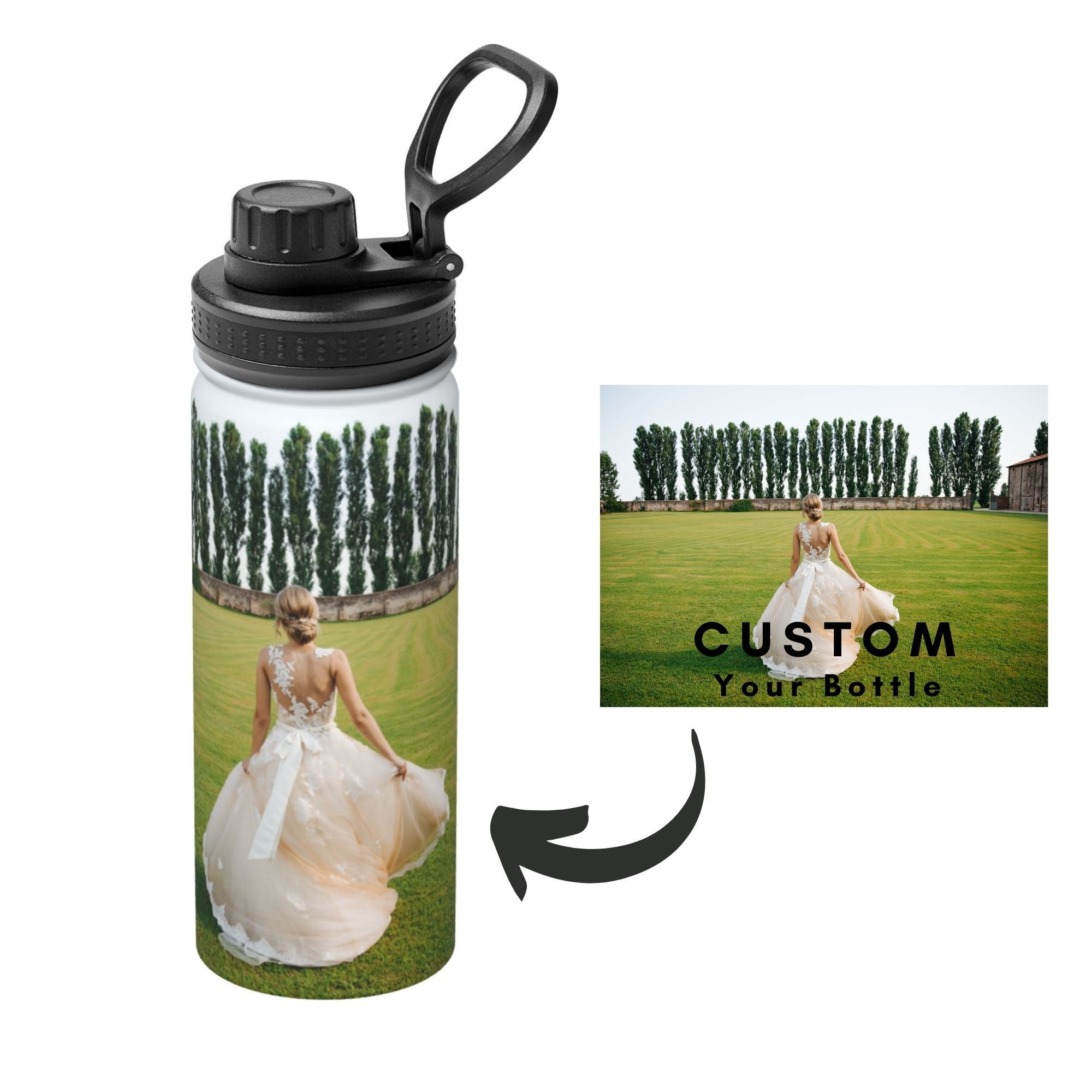 Personalized Custom Picture Sports Water Bottle, 18 oz, Hot & Cold ...