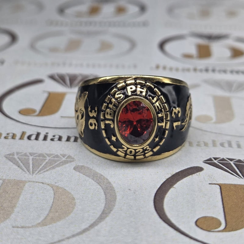 Personalized Men’s Black Enamel Class-Style Statement High school Ring ...