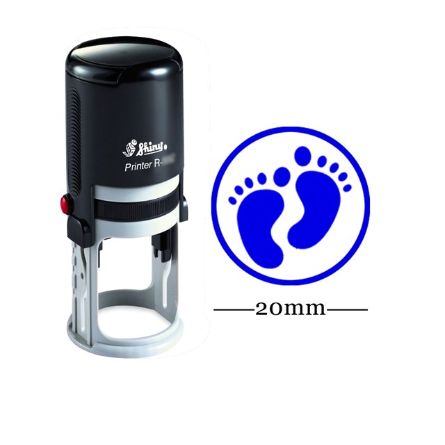 Personalized Custom Shiny 20mm Rubber Mini Stamp FOOTPRINT DESIGN Round ...