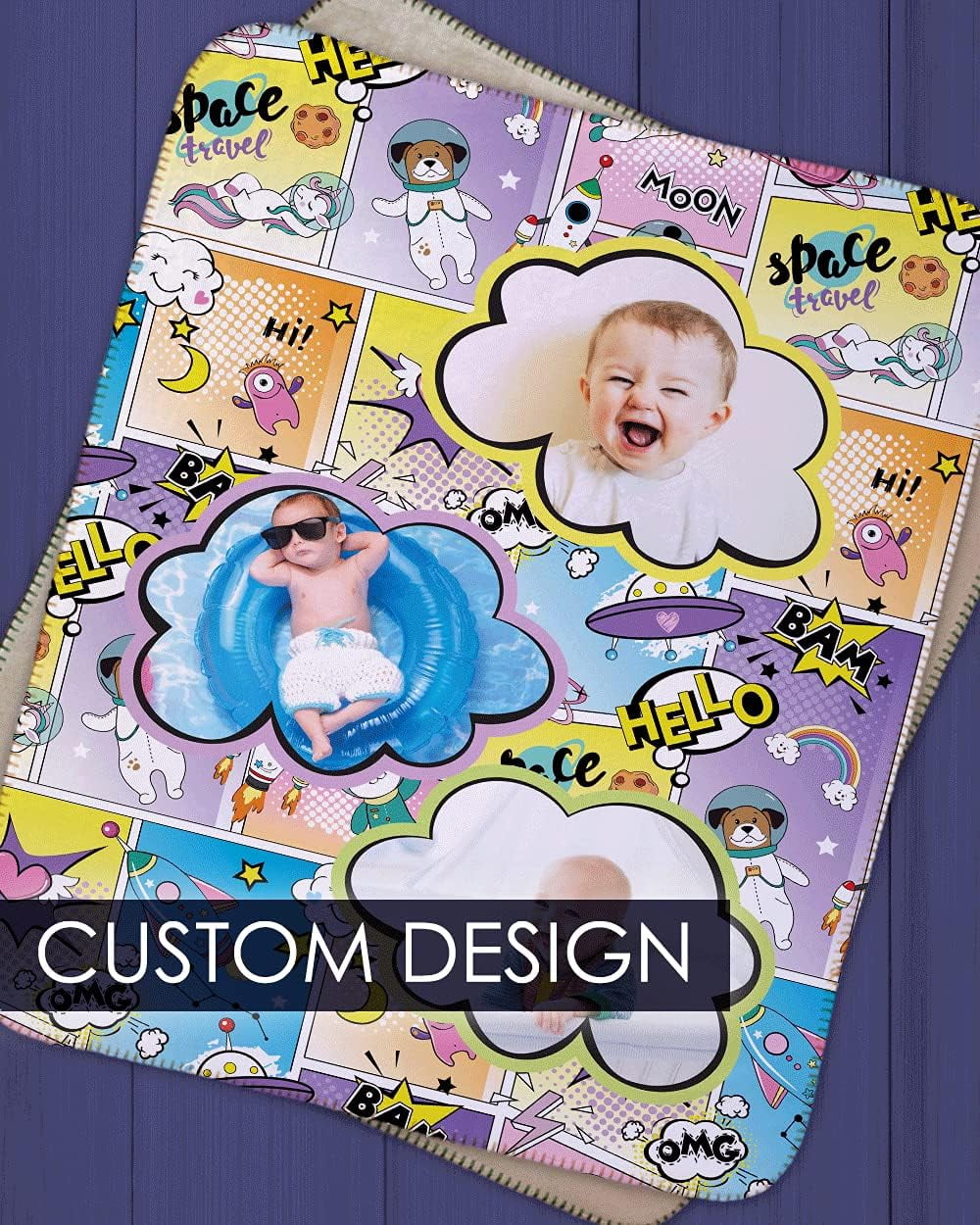 Personalized Custom Throw Blanket - 38x54 Inch Fleece Sherpa Customized ...