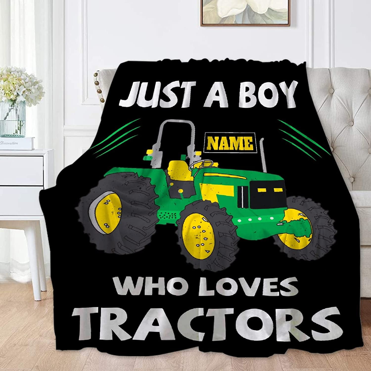 Personalized Custom Tractor Blankets, Flannel Tractor Throw Blanket for ...