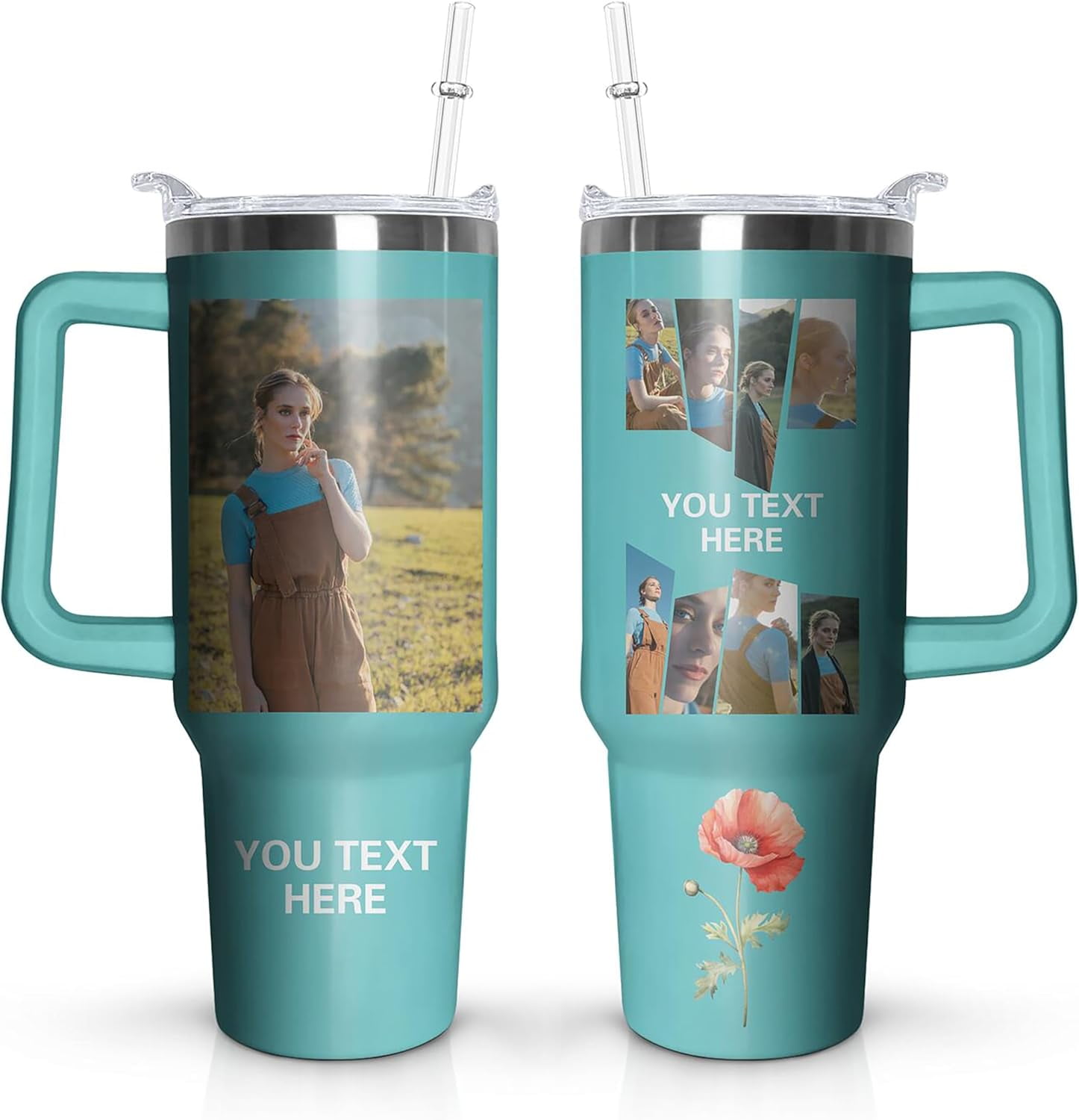 Personalized Custom Tumbler with Straw 40 Oz Customized Stainless Steel ...