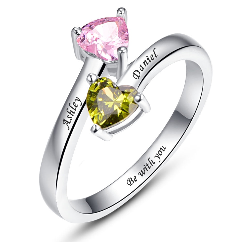 Personalized Customized Ring for Women Love Heart Promise Rings 925 ...