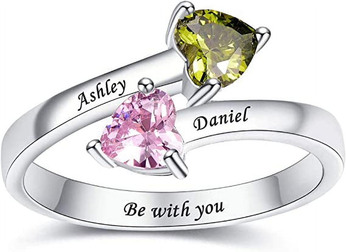 Personalized Customized Ring for Women Love Heart Promise Rings 925 ...