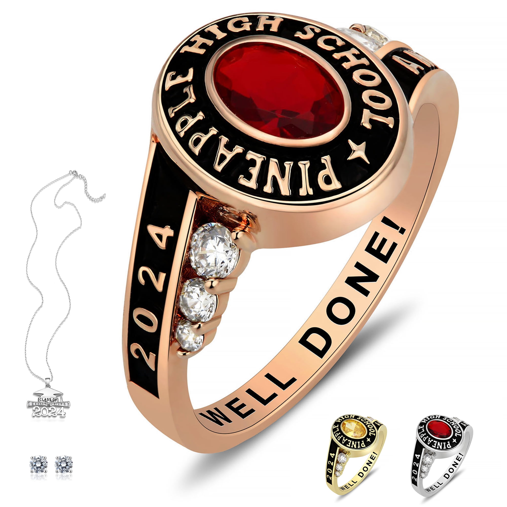 Personalized Customized Sterling Silver Ladies High School Class rings ...