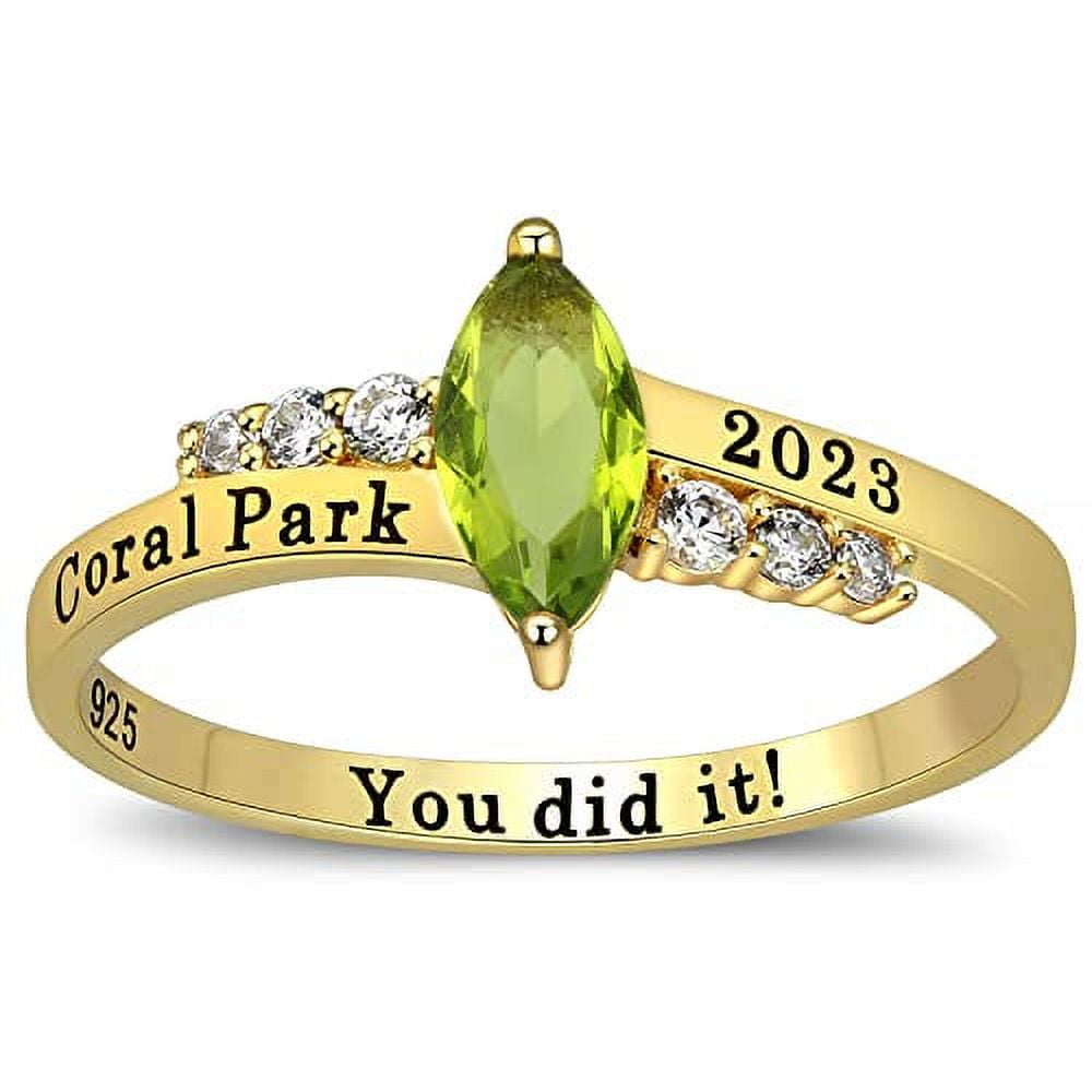 Personalized Customized Sterling Silver Womens Ladies High School Class Ringcubic Zirconia