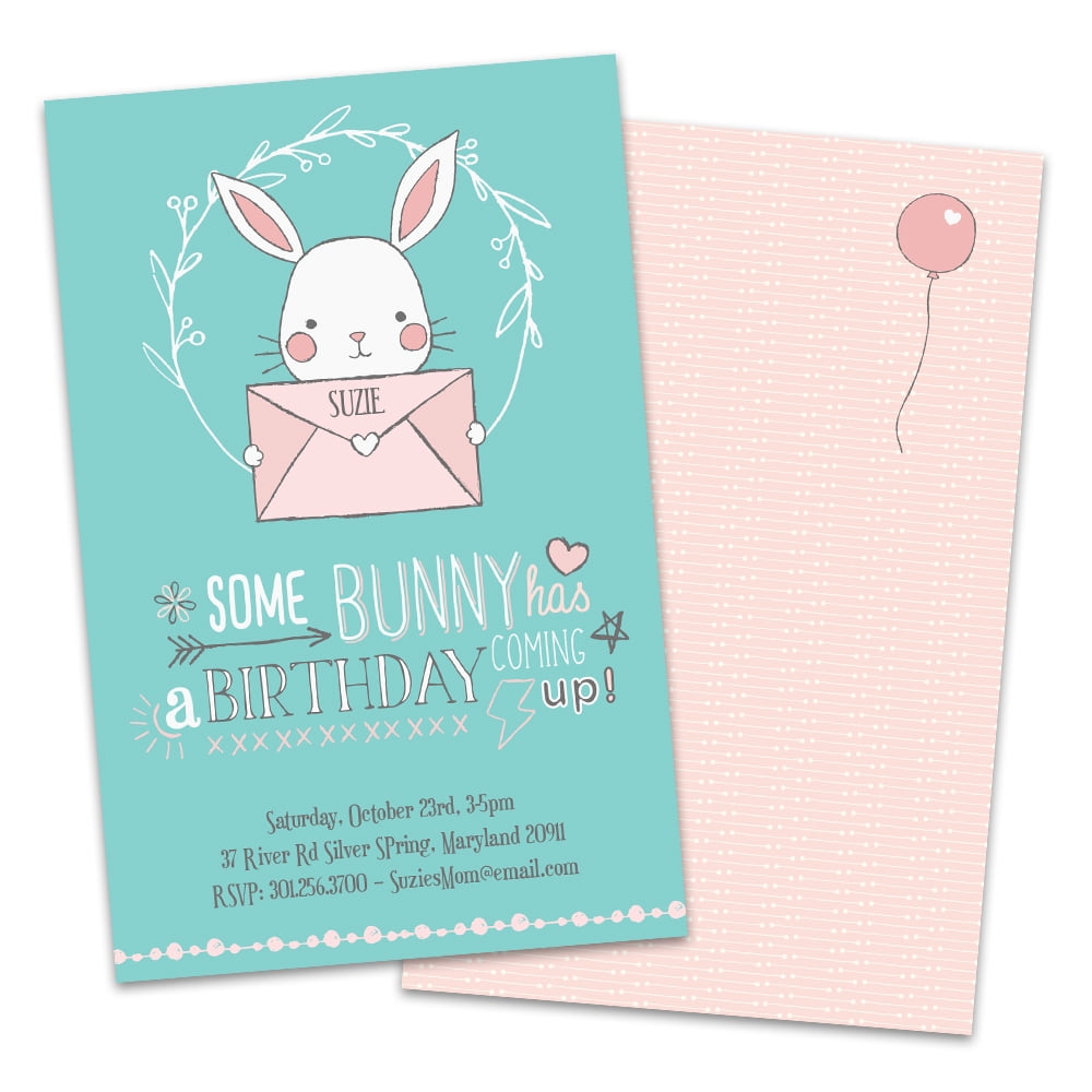 Personalized Cute Bunny Birthday Party Invitations - Walmart.com